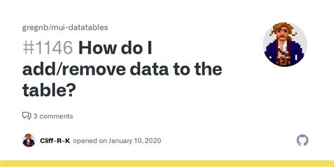 How Do I Add Remove Data To The Table Issue Gregnb Mui
