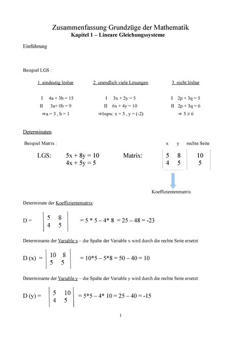 Mathe Zusammenfassung ausführlich Zusammenfassung Grundzüge der