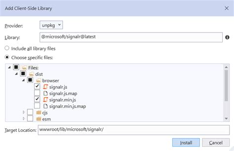 asp net how to add the signalr client library in asp