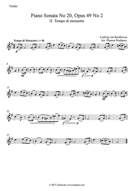 Piano Sonata No 20 In G Major Opus 49 No 2 II Tempo Di Menuetto