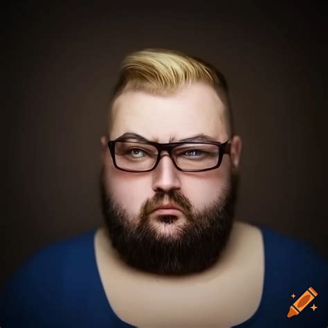Portrait Of A Man With Blonde Hair And Dark Beard Wearing Glasses On