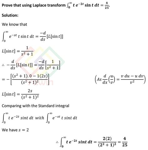 Prove That Using Laplace Transform Of Integral Over To Infinity T E