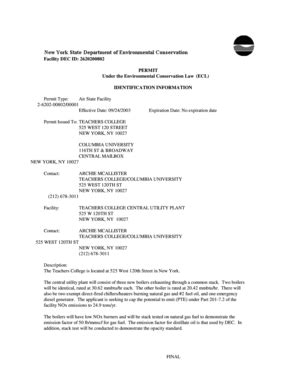 Fillable Online Dec Ny Facility DEC ID 2620200802 PERMIT Under The