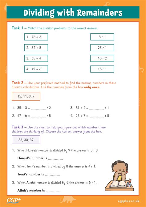 dividing 2 digit by 1 digit numbers — problem solving with remainders foundation year 4 cgp