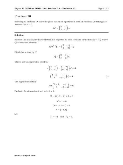 solving a system of euler linear differential equations to find the general solution pdf