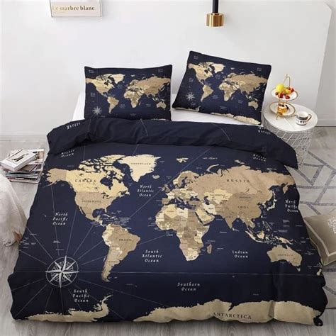 Carte Du Monde Parure De Lit 160X200 Divers Pays Housse De Couette 2