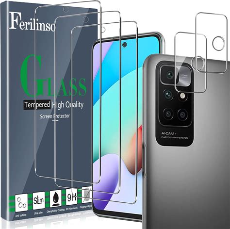 Ferilinso Verre Trempé Conçu pour Xiaomi Redmi 10 3 Pièces HD Film