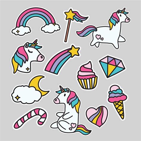 Colecci N De Pegatinas De Unicornio Vector En Vecteezy