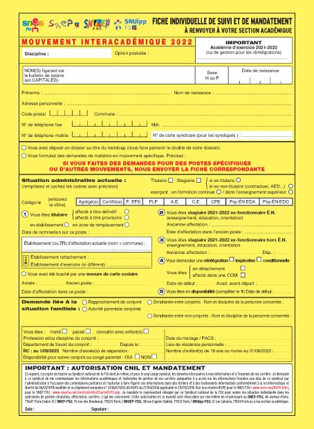 Mutation inter académique 2023 SNUEP FSU CRETEIL