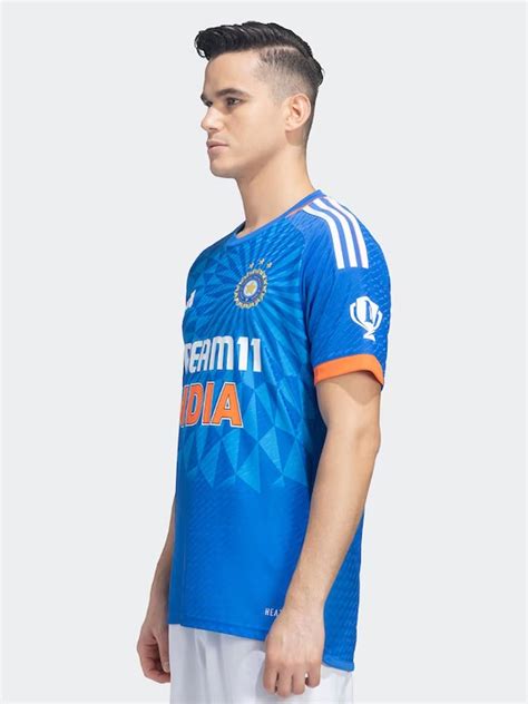 Buy Official Adidas ICC India T20I Cricket Blue Printed Half Sleeves