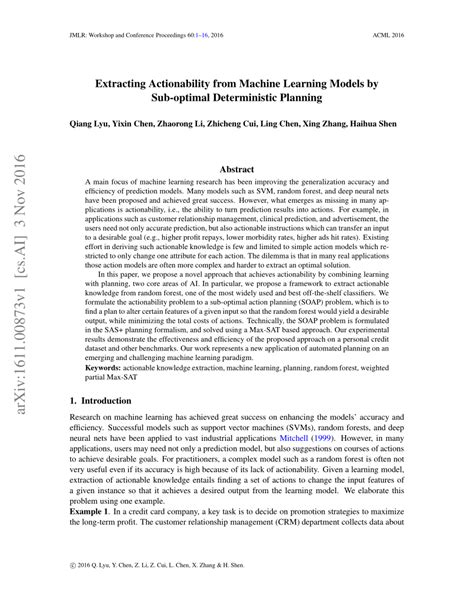 pdf extracting actionability from machine learning models by sub optimal deterministic planning
