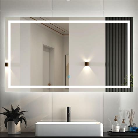 120 x 80 cm Espejo de baño led con iluminación botón táctil antivaho