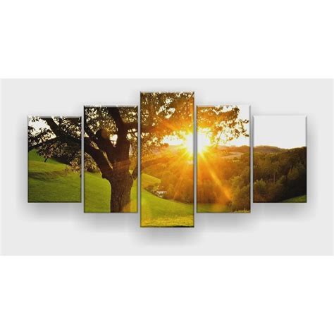 Quadro Decorativo Campo Árvore Sol 129x61 Sala Quarto no Shoptime