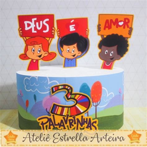 Topo De Bolo Tema 3 Palavrinhas Elo7 Produtos Especiais