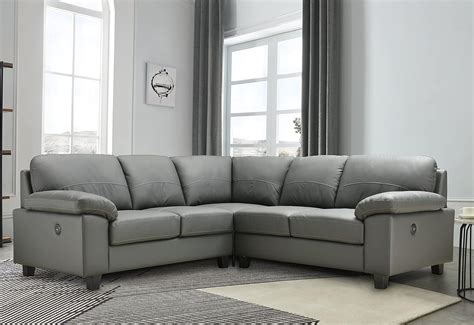 SC Furniture Ltd Dark Grey High Grade Genuine Leather Corner Sofa USB