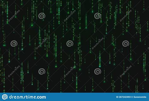 Binary Background Green Matrix Texture With Running Numbers Abstract