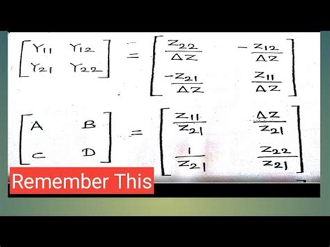 How To Remember The Formula For Z Y And ABCD Parameters YouTube