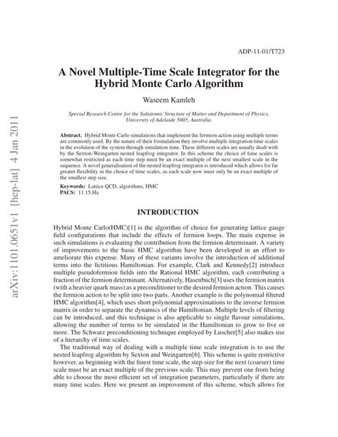 pdf a novel multiple time scale integrator for the hybrid monte carlo algorithm
