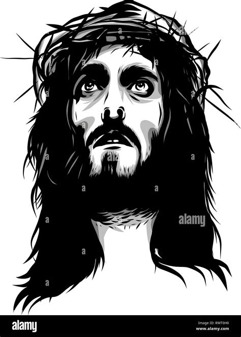 Rostro de Jesús con corona de espinas Imagen Vector de stock Alamy