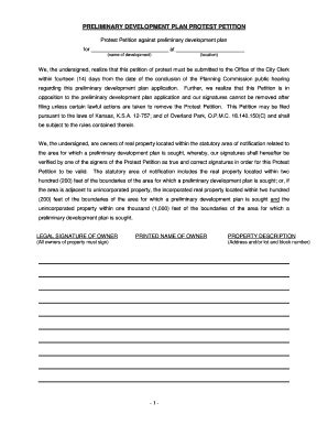 Fillable Online Opkansas Preliminary Development Plan Protest Petition