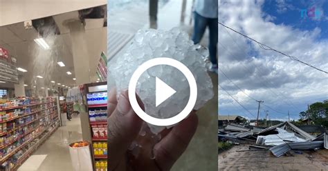 VÍDEOS Forte chuva de granizo e ventos provocam destruição no Sul de SC