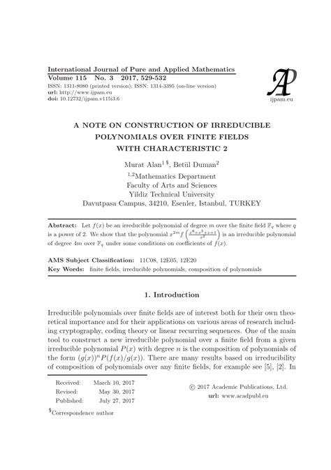 pdf a note on construction of irreducible polynomials over finite fields with characteristic 2