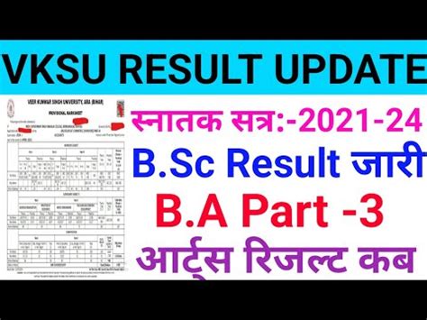 Vksu B Sc Part Result Vksu B A Result Vksu Part