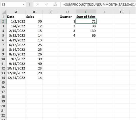 How To Sum By Quarter In Excel Step By Step Example Online