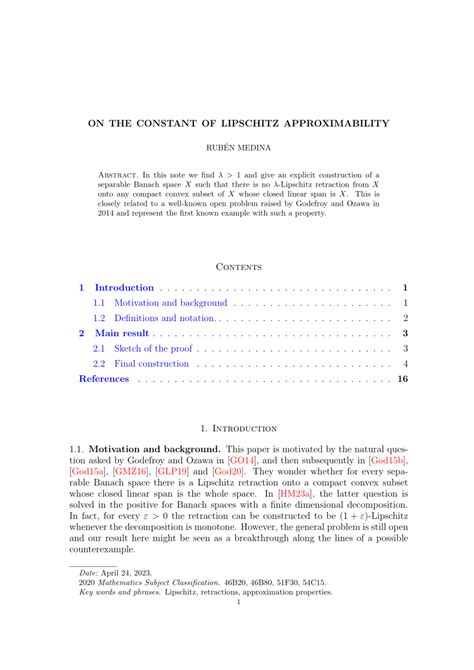 pdf on the constant of lipschitz approximability