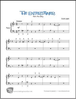 The Entertainer Joplin Beginner Piano Sheet Music Digital Print
