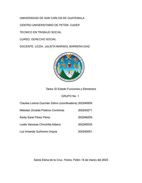 EL Estado SUS Funciones Y Elementos Guzmán Zetino Claudia Lorena
