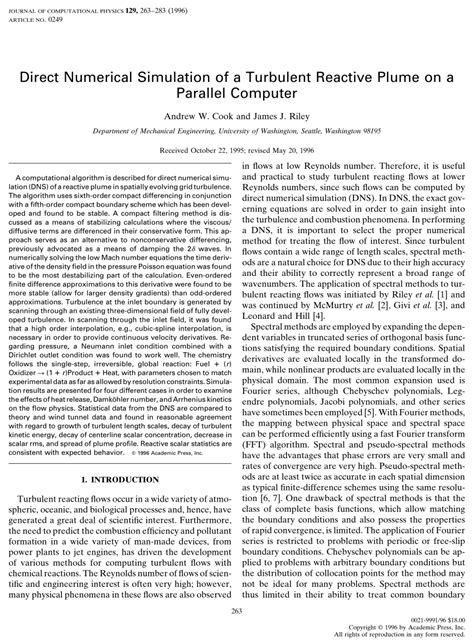 pdf direct numerical simulation of a turbulent reactive plume on a parallel computer