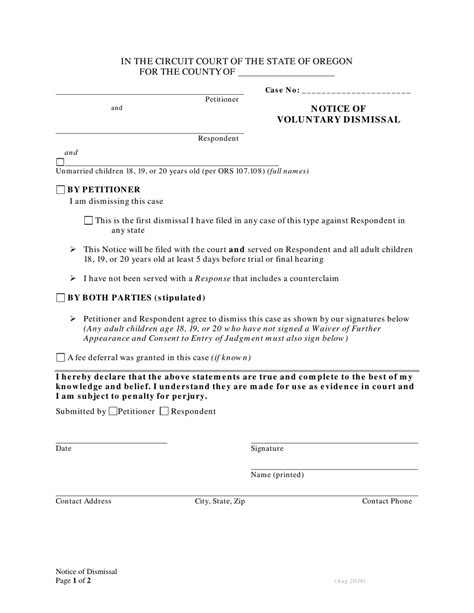 Oregon Notice Of Voluntary Dismissal Fill Out Sign Online And