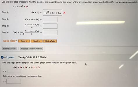 Solved Use The Four Step Process To Find The Slope Of The Chegg