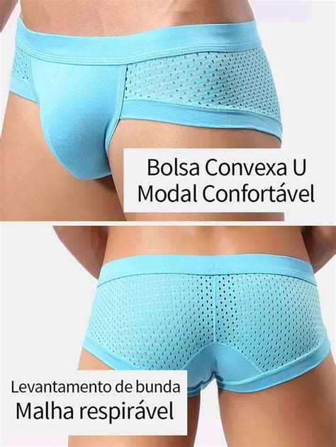 Kit 3 Cueca Slip Masculina De Seda Gelo Modal Malha Respirável Moda em