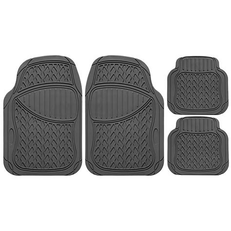 ProElite Tapete De Hule Para Piso Negro De 4 Piezas