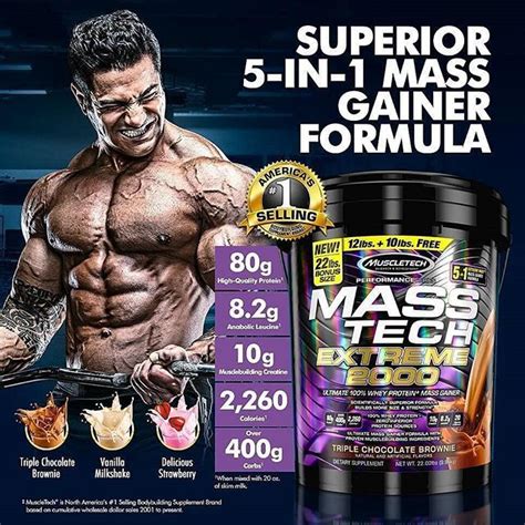 Muscletech MassTech Extreme 2000 22lbs Mass Builder Weight Gainer