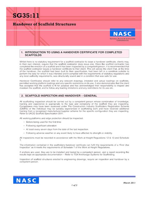 Fillable Online Handover Of Scaffold Structures Fax Email Print Pdffiller