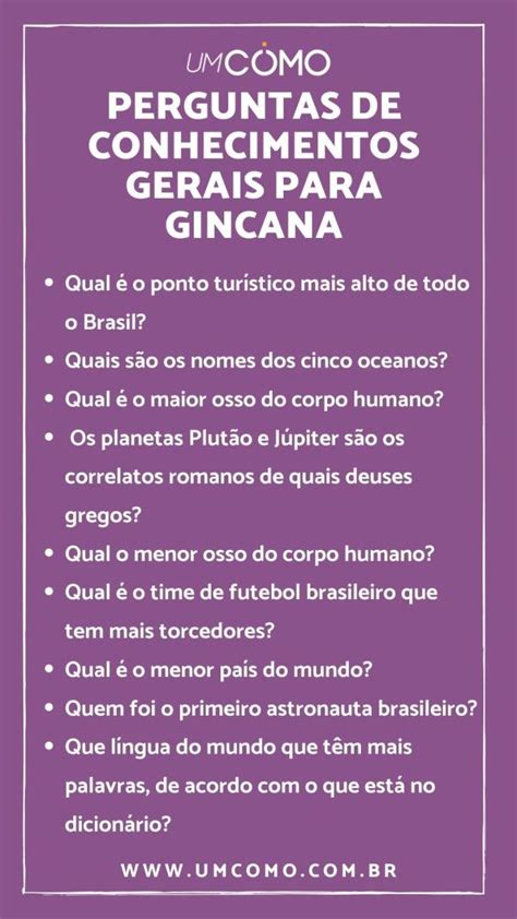 150 Perguntas De Conhecimentos Gerais Para Gincana Respostas
