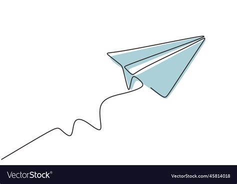 Continuous Line Drawing Of Paper Airplane Craft Vector Image
