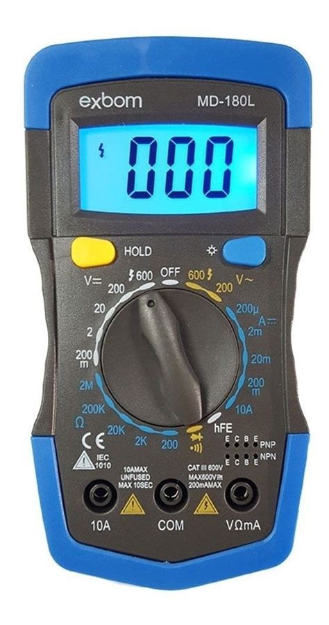 Multímetro Digital Portátil Lcd 3 ½ Dígito Iluminado Md 180l
