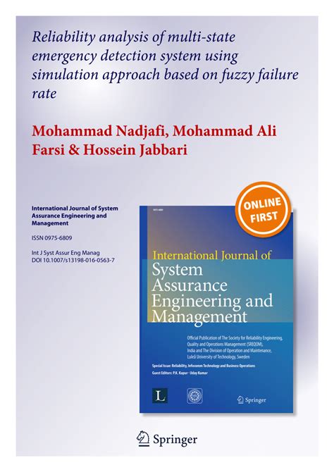 pdf reliability analysis of multi state emergency detection system using simulation approach