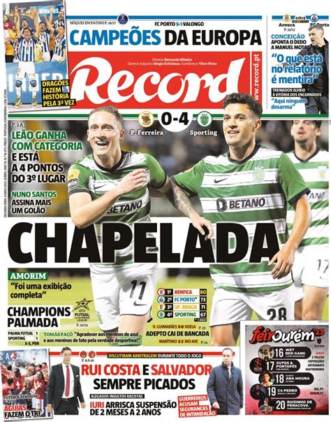 Record Capa da Edição de segunda feira 08 de maio 2023