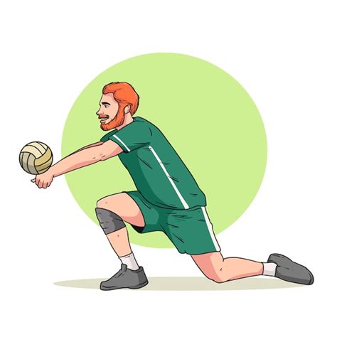 Dibujado a mano ilustración de dibujos animados de voleibol Vector Gratis