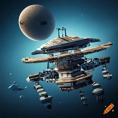 Sci Fi Space Station Construction On Craiyon