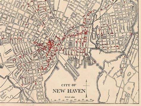 Vintage Map Of New Haven Old New Haven Map New Haven CT Map Etsy