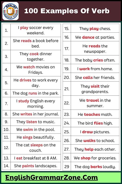 100 Example Of VERB In Sentence