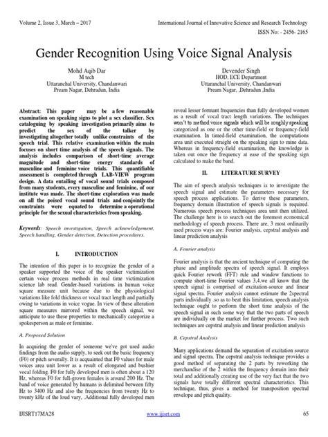 gender recognition using voice signal analysis pdf spectral density fourier analysis
