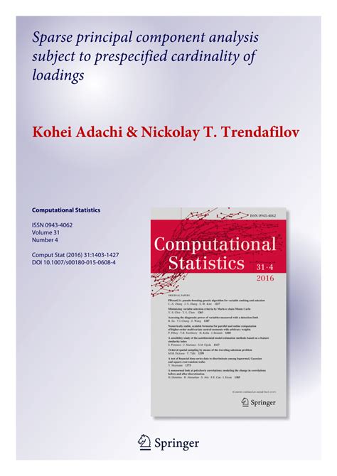 pdf sparse principal component analysis subject to prespecified cardinality of loadings