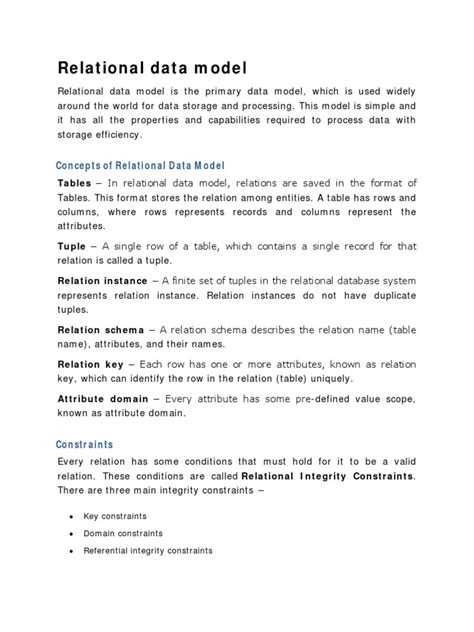 chapter 5 relational data model pdf relational database relational model